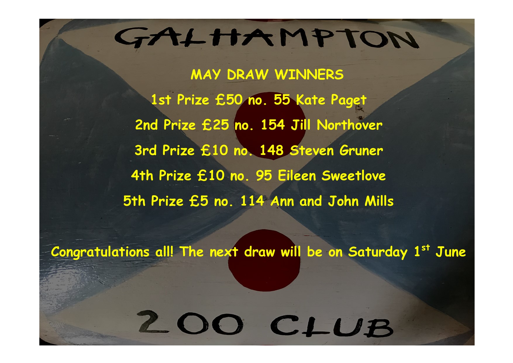 May 2024 200 Club Winners – Galhampton