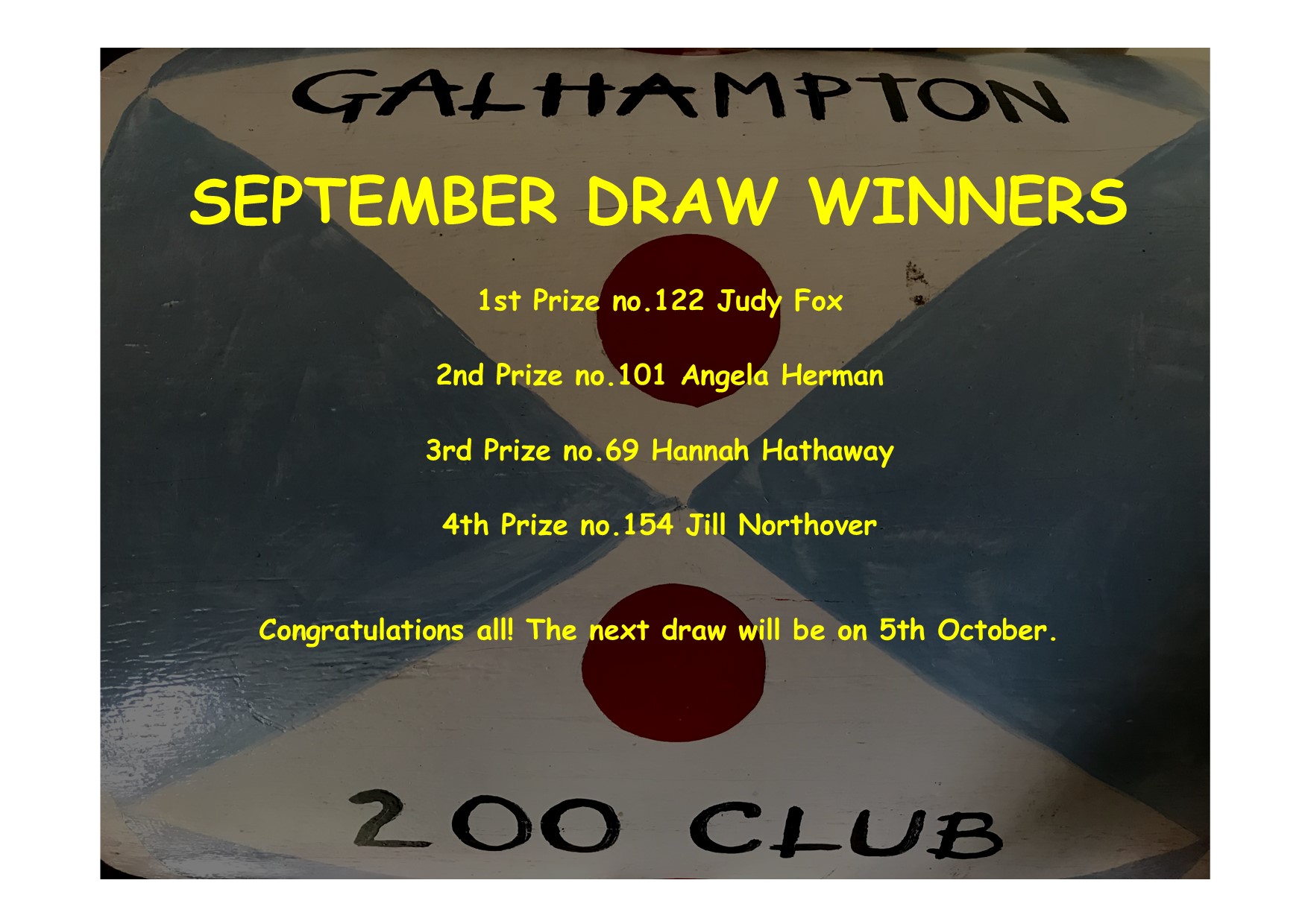 September 2024 200 Club Winners – Galhampton